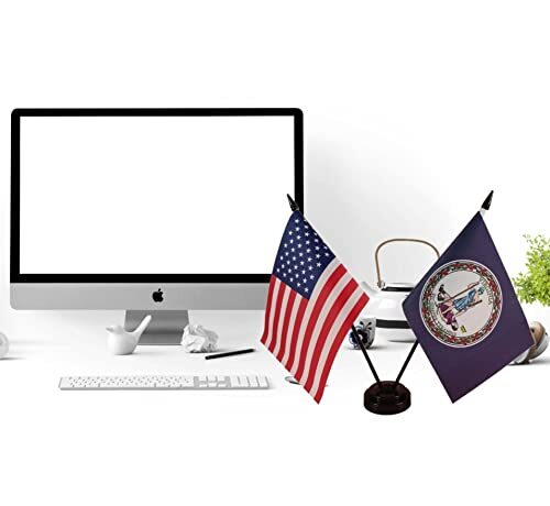America & Virginia Twin Desk Flag, US Virginia Table Flags, 8 x 5 ...