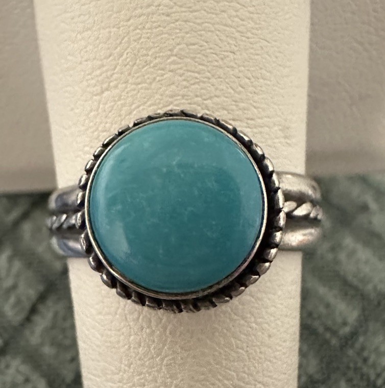 SOUTHWESTERN STERLING & TURQUOISE RING BY CAROLYN POLLOCK RELIOS SIZE 8 ...
