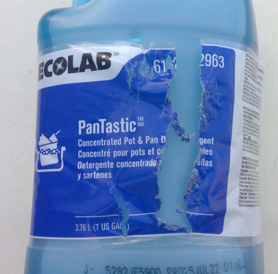 Ecolab pantastic concentrated pot & pan detergent exp 2025/07 label ...