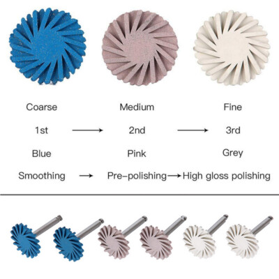 6 Pcs Dental Composite Resin Polishing Disc Kit Spiral Flex Brush RA ...