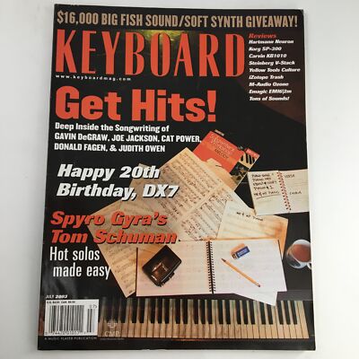 Keyboard Magazine July 2003 Spyro Gyra's Tom Schuman & Gavin DeGraw ...