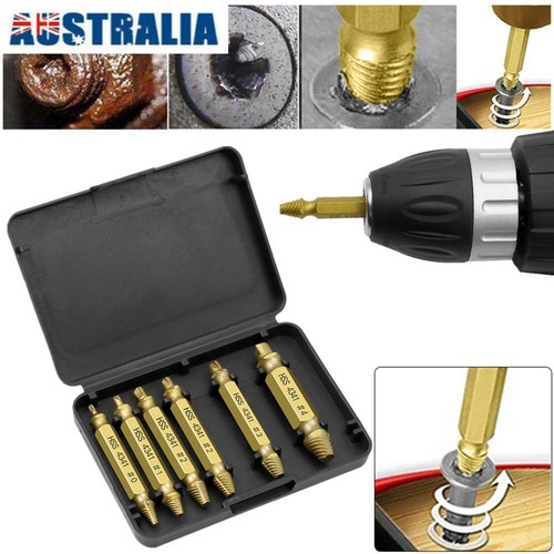6 Piece Damaged Screw Extractor Tip Drill Bit Stripped &Broken Bolt ...