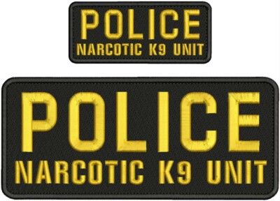 Police Narcotic K9 Unit emb patch 4X10 and 2x5 hook on back gold on ...