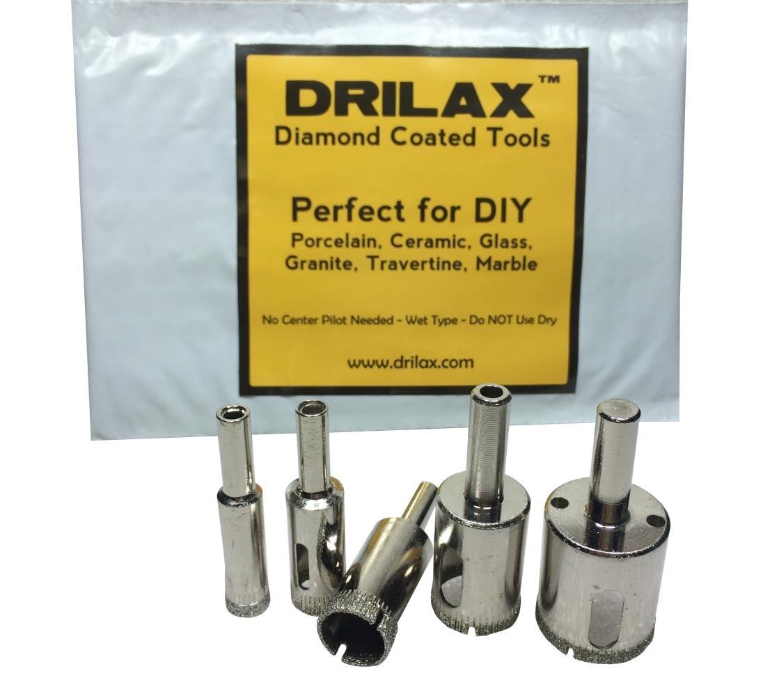 5 Pcs Diamond Drill Bit Set 3/8 1/2 5/8 3/4 1 inch Glass Granite Tiles ...