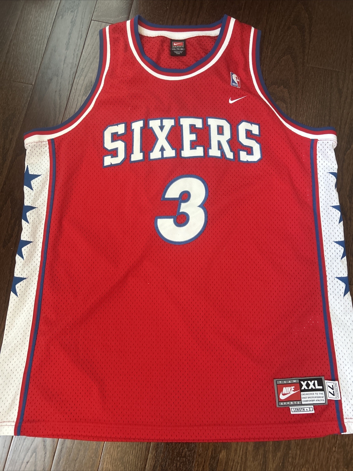 Nike Authentic Men’s XXL Allen Iverson 3 Philadelphia 76ers Sixers ...