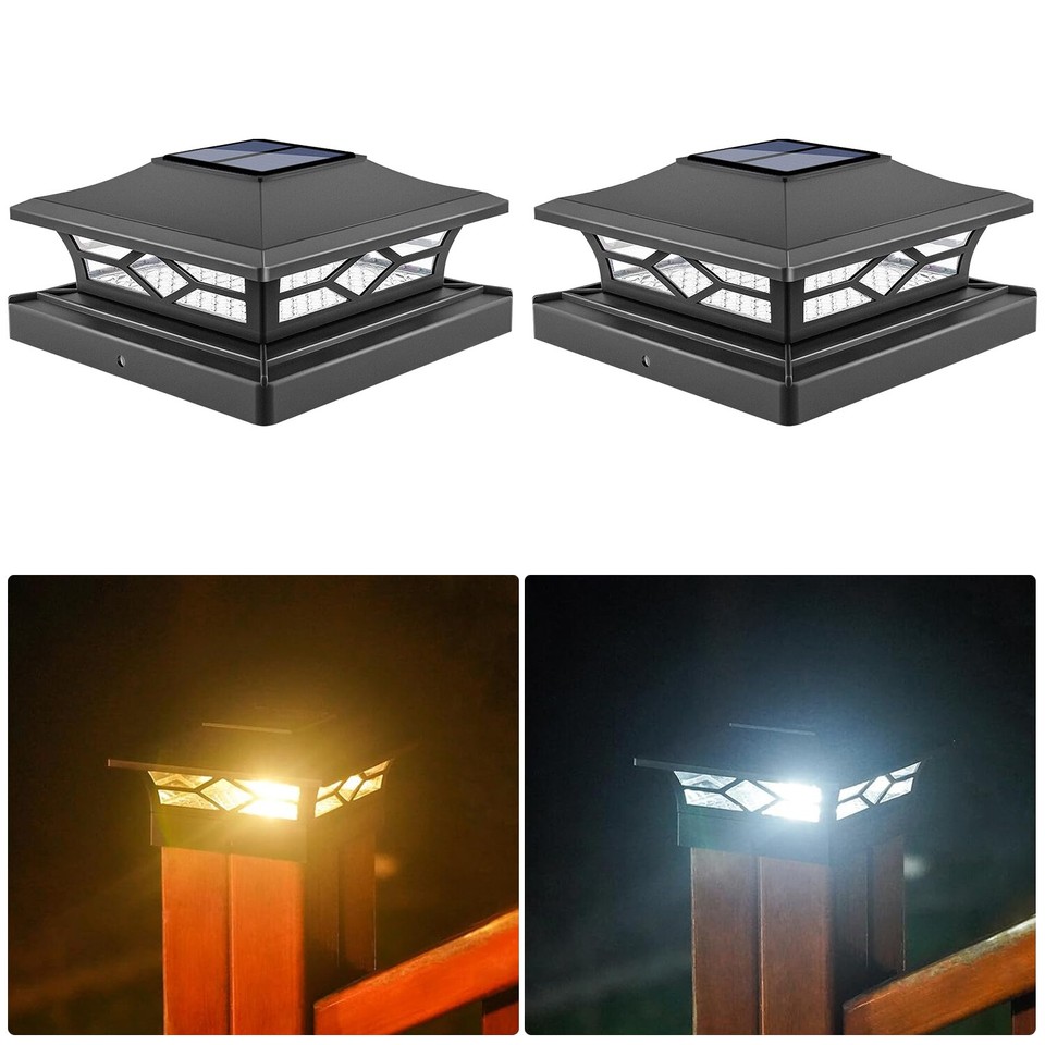 2-12PCS Solar Post Deck Cap Lights Outdoor Fence Dock 4x4/6x6 LED Lamp ...