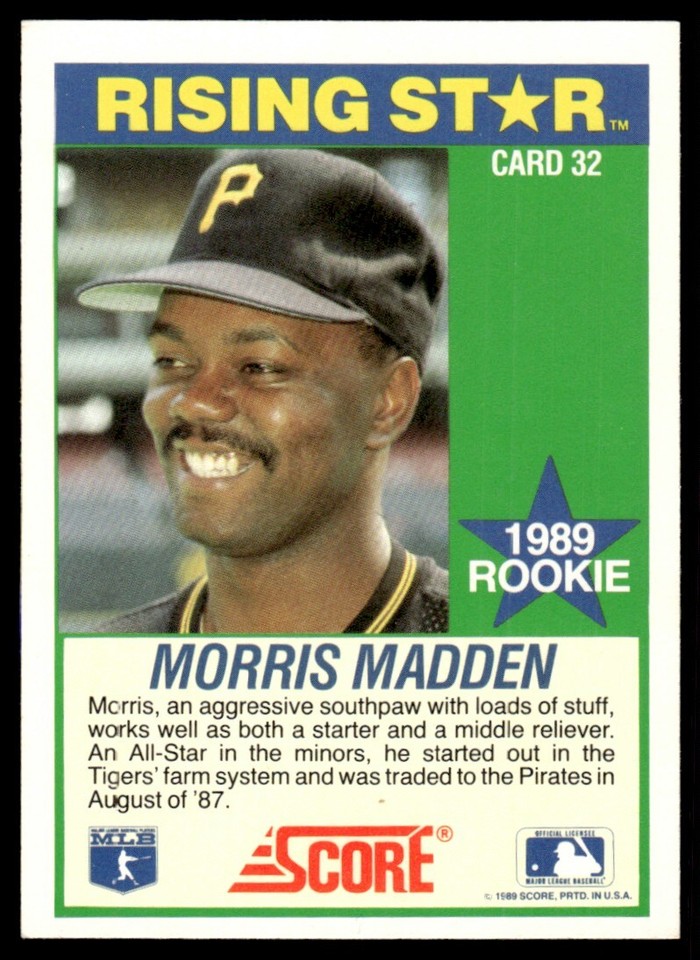 1989 Score Rising Stars Morris Madden Pittsburgh Pirates #32 | eBay