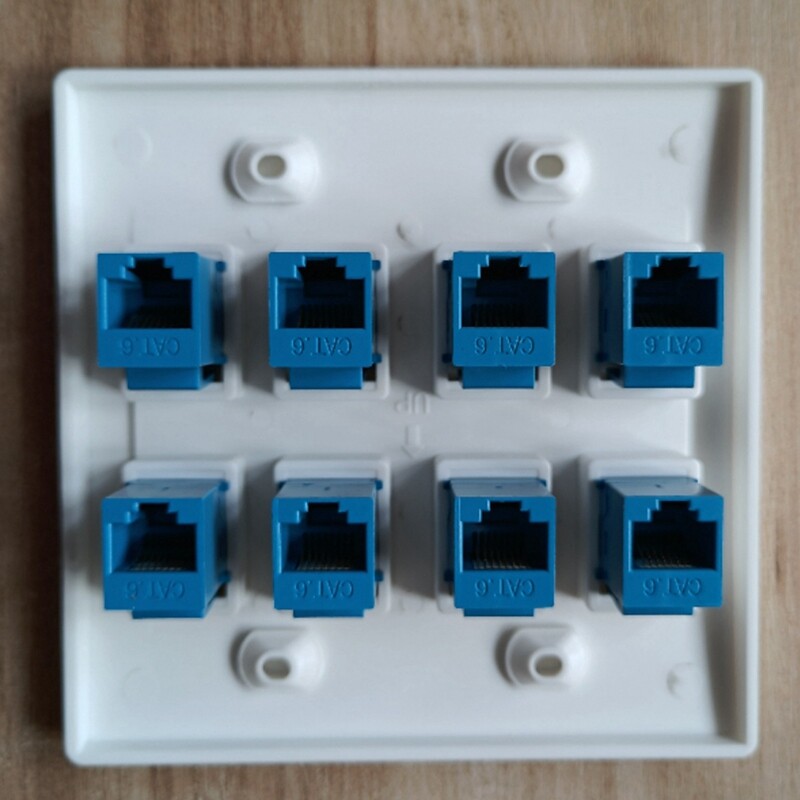 Ethernet Wall Plate 8 Port - Gang Cat6 RJ45 Jack Cable Faceplate Female ...