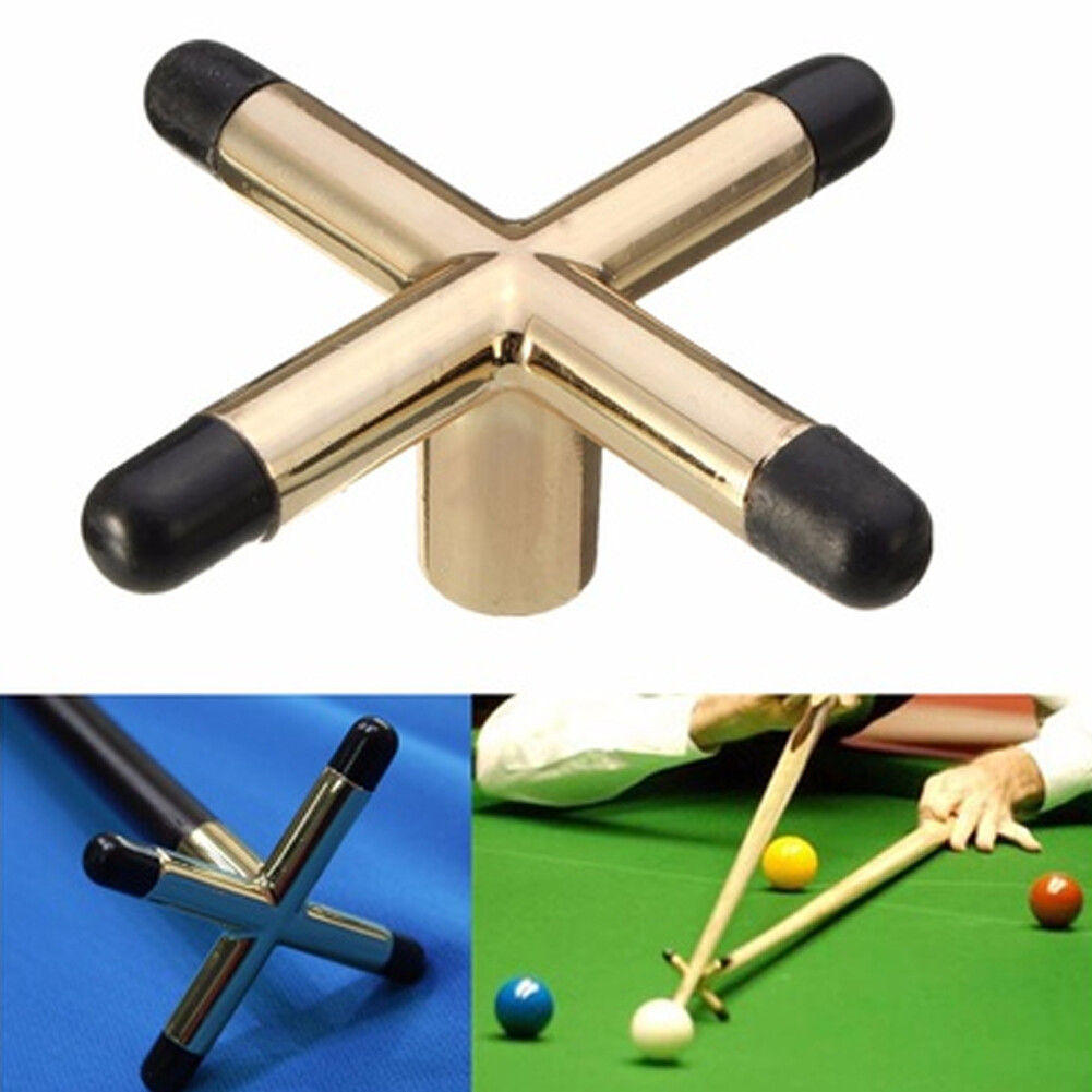 Chrome Pool Snooker Billiards Table Cue Brass Cross & Spider Holder ...