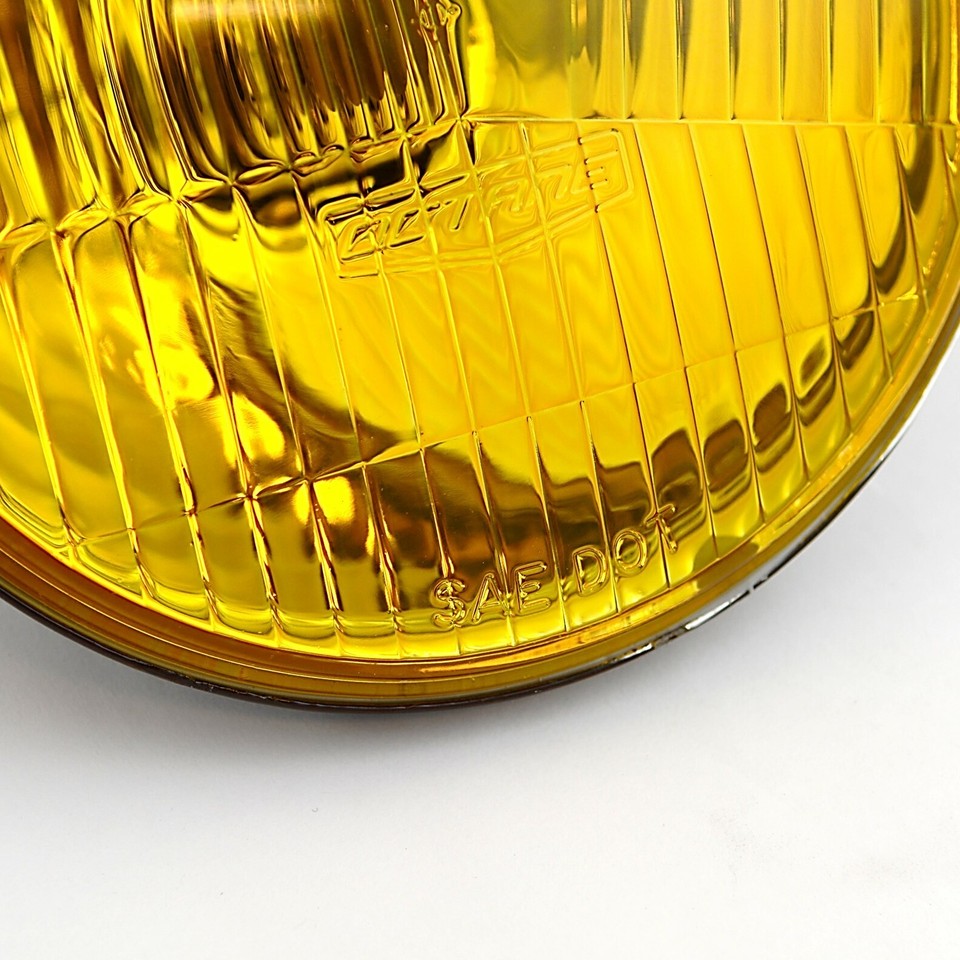 Single 5-3/4" Halogen Amber Yellow Stock Glass Headlight Fog Light H4 ...