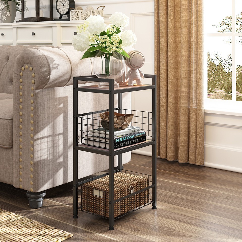 3 Tier Side Table End Table Small Narrow Table for Small Spaces with ...
