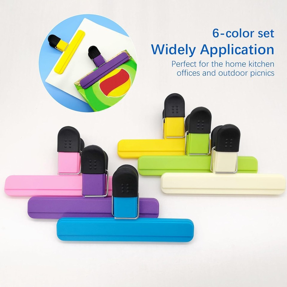 Big Plastic Food Bag Clips, Snack Clips for Bags Reusable Kitchen Home ...