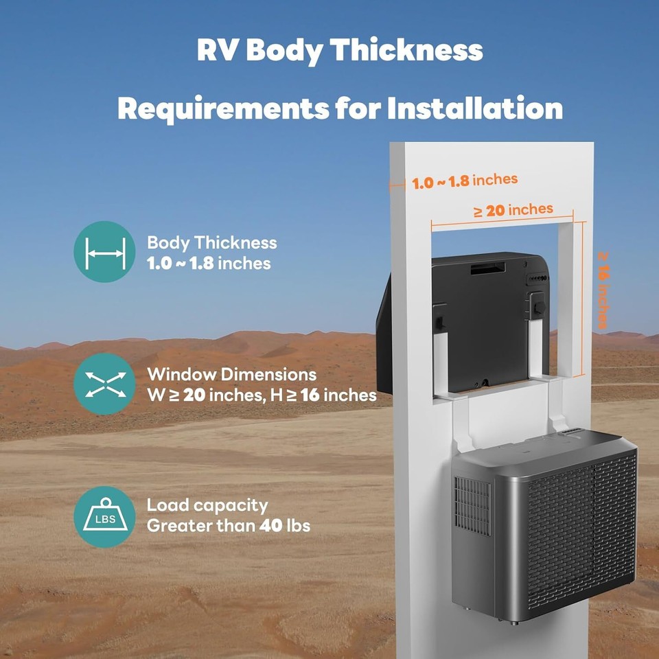 FOGATTI RV Window Air Conditioner 6500 BTU Cooling Remote Control 4-in ...