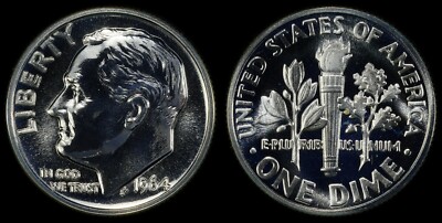 PCGS PR69 DIME RARE SILVER PROOF 1964 10C Only 80 Higher Graded Low Pop ...