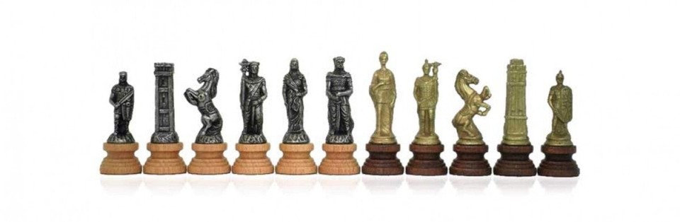Roman vs Barbarian Chess Set Metal/Wood Pieces, 40cm Wooden Board ...