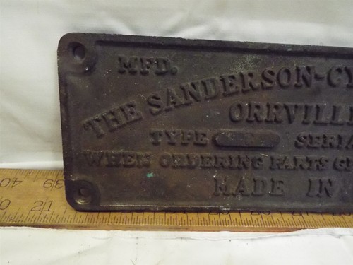 Sanderson Cyclone Drill Co Tool Rig Truck Plate Well Oil Orrville Ohio ...