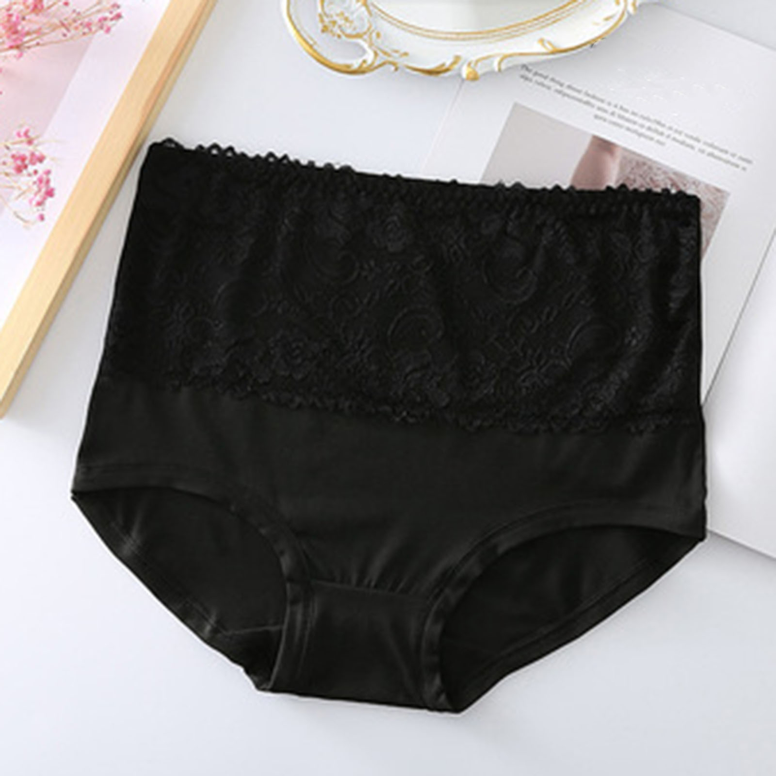 Female Briefs Lace Stitching Sweat-absorbing Female Solid Color High ...