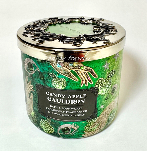 NEW Bath & Body Works CANDY APPLE CAULDRON 3-Wick CANDLE Decorative Lid ...