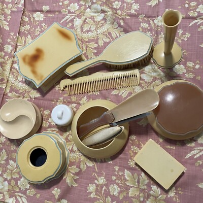 Vintage DuBarry Pyralin Ivory Dresser Set 13 Pieces W Flaws As Is Plus ...