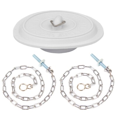 BATH PLUG Sink Chain Universal Fit Stay White Plughole Kitchen Bathroom ...