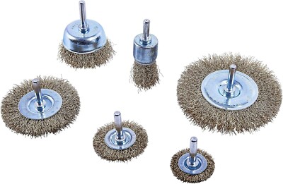 6Pcs Flat Wire Wheel Drill Rotary Brush Paint Rust Removal 1/4 Shank ...