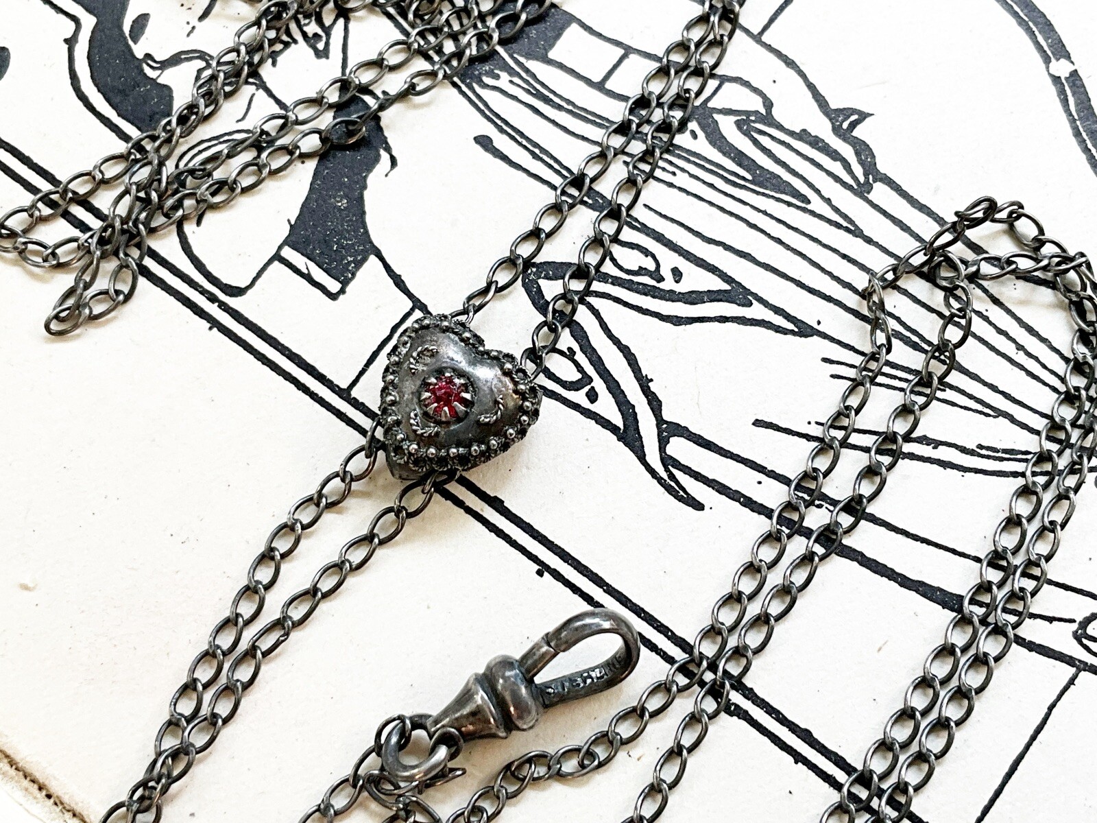 Antique Sterling Silver Slide & Chain for Pocket Watc… - Gem