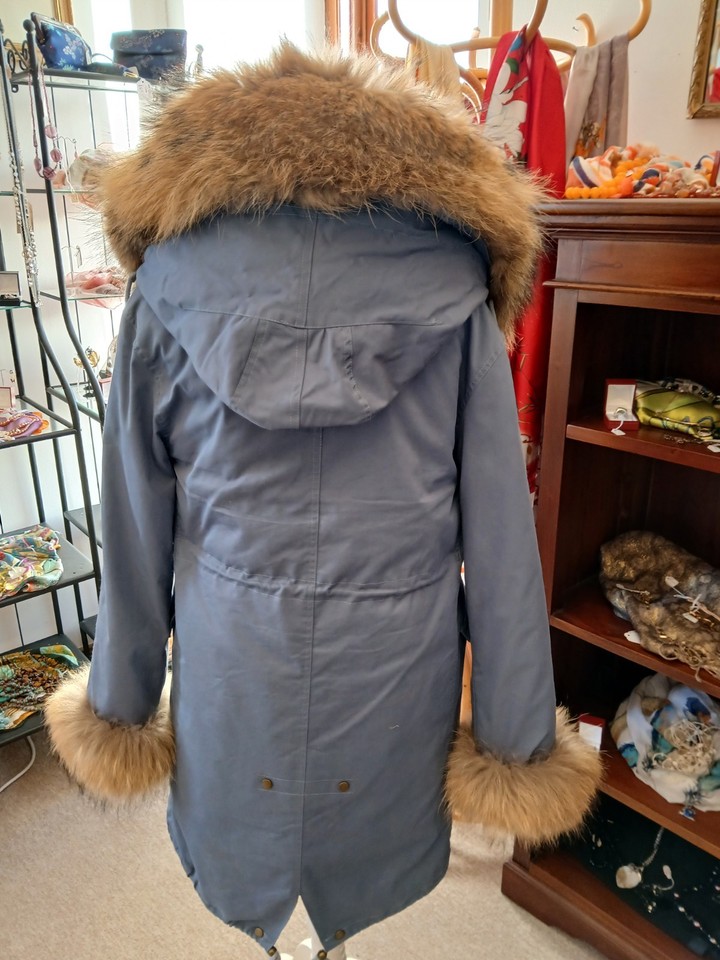 Fox Fur Lined Anorak With Removable Lining. Blue Waterproof Anorak ...