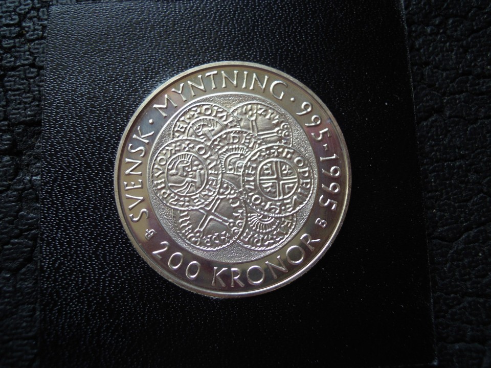 SWEDEN 200 KRONOR 1995 PROOF-LIKE LOW MINTAGE SILVER COIN. NO SHIPPING ...