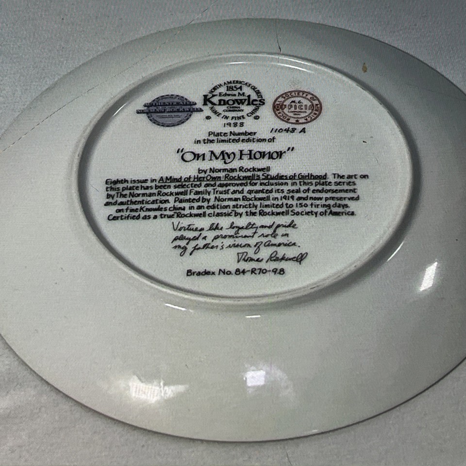 On My Honor Collector Plate Bradford Exchange Plate Number 15211A , 12 ...