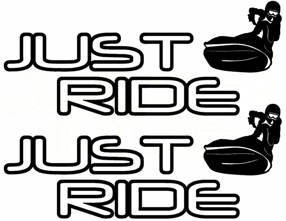2 JUST RIDE JET SKI PWC STAND UP RACE STICKER DECALS KAWASAKI YAMAHA ...