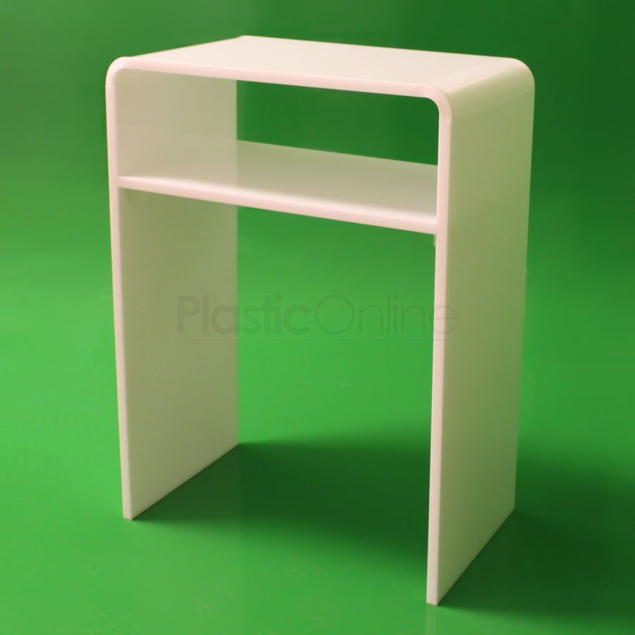 White Acrylic Plastic Console Table Hygienic Easy Clean Living Room ...
