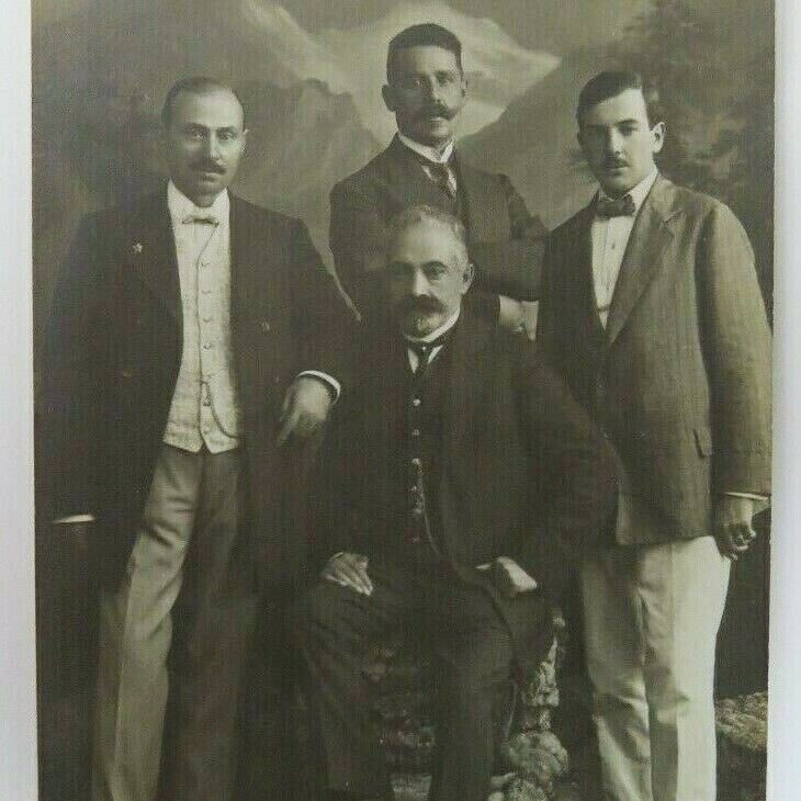 Real Photo Postcard Handsome Dapper Men Painted Backdrop Vintage RPPC ...