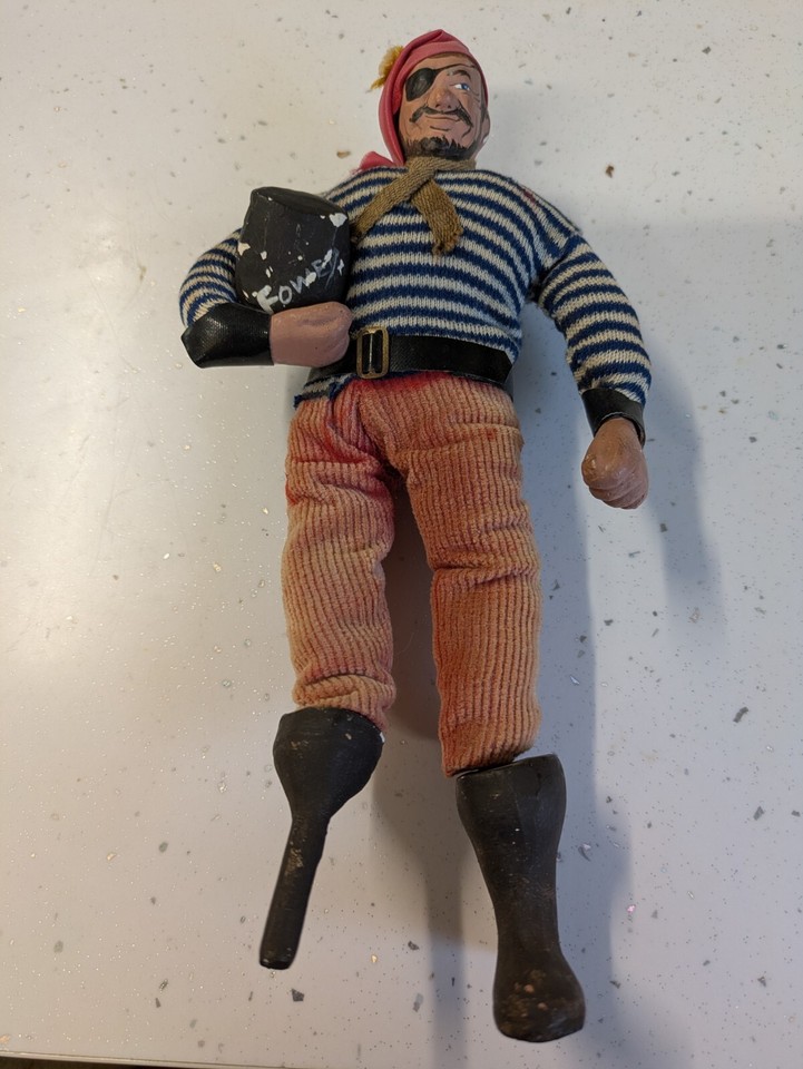 Vintage Cornish peg-leg Pirate Smuggler Doll With Barrel Marked 'Fowey ...