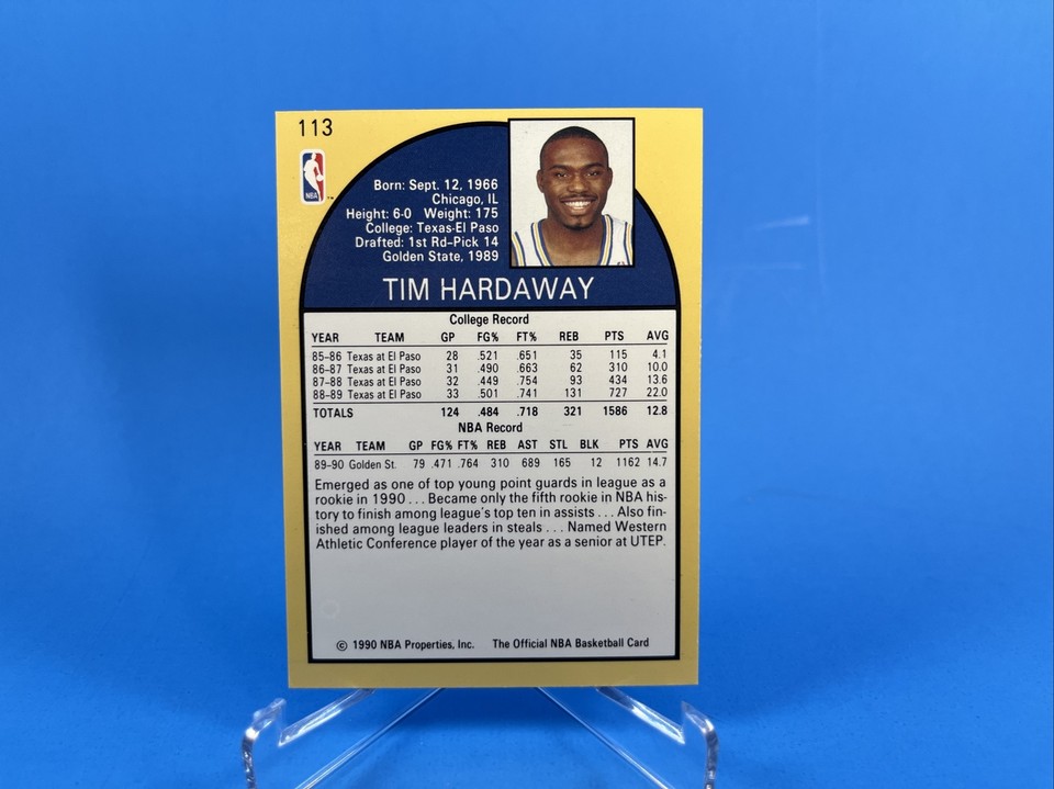 1990 Tim Hardaway Rookie Card Skybox NBA Hoops Golden State Warriors ...