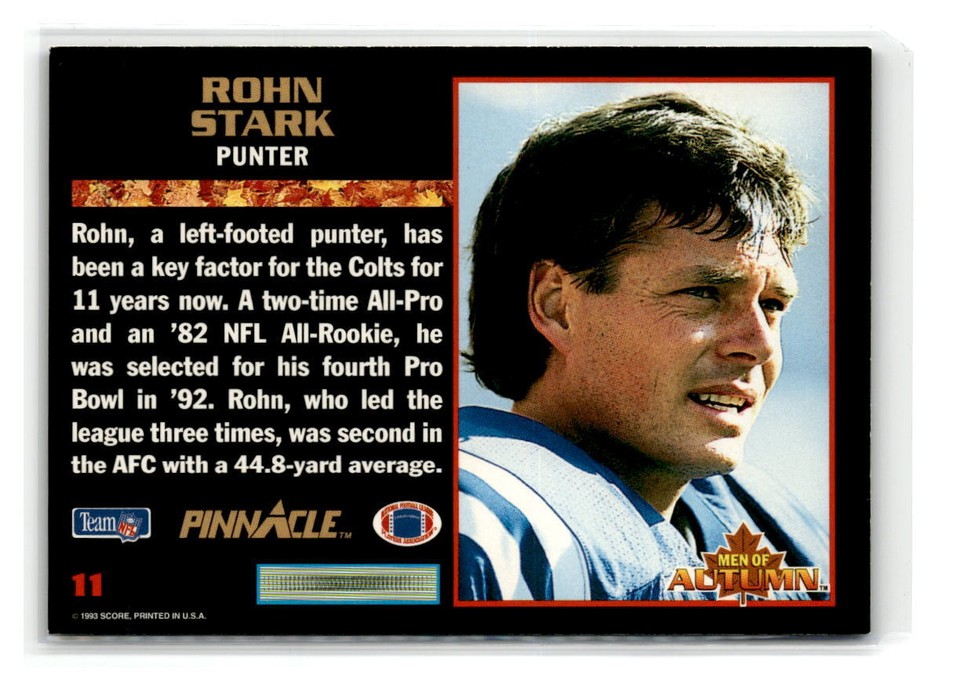 1993-Score Pinnacle Men of Autumn-#11-Rohn Stark -Indianapolis Colts | eBay