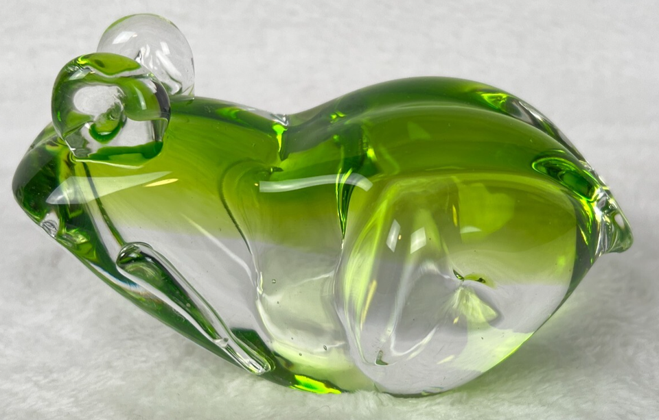 Fifth Avenue Crystal Frog Figurine Paperweight Green Art Glass Glossy ...
