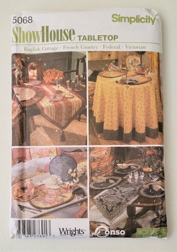 Simplicity Pattern #5068 UNCUT Tablecloth, Table Runner, Place Mats ...