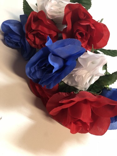2 Bushels Floral 6 Stems Red White Blue Roses Flower Arrangement USA ...