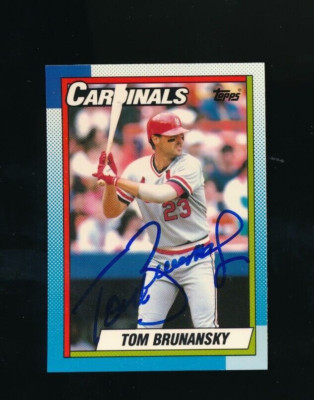 1990 Topps Tiffany #409 Tom Brunansky signed auto autograph crisp blue ...