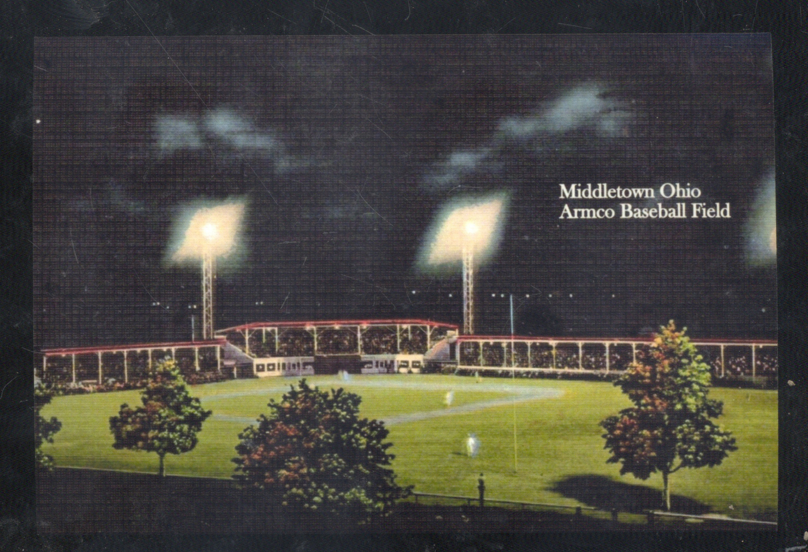 MIDDLETOWN OHIO ARMCO BASEBALL FIELD STADIUM AT NIGHT POSTCARD COPY | eBay
