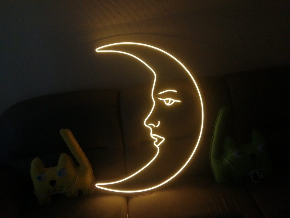 Moon Neon Sign, moon neon light sign, handmade neon sign, gift neon ...