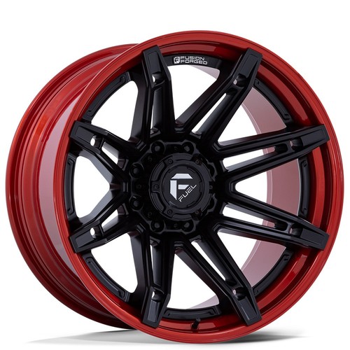 22x12" Fuel Wheels FC401 Brawl Matte Black/Candy Red Lip Fusion Forged ...