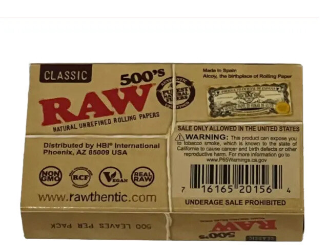 Raw Classic 500 Pack Unrefined Rolling Papers *Free Shipping* | eBay