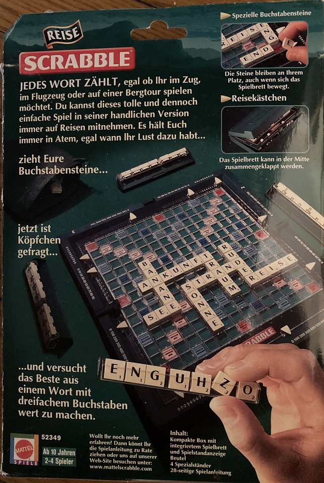 Reise Scrabble Compact Game by Mattel 2001 Rare German, NIB | eBay