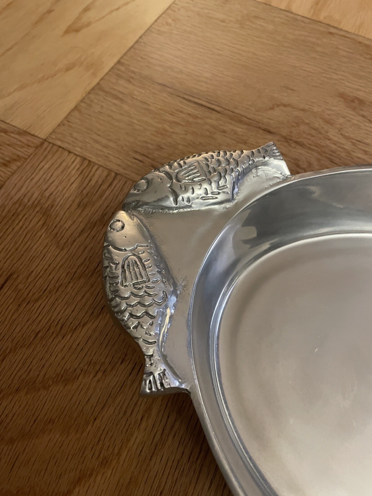 FABULOUS PEWTERWARE Platter Serving Dish Double Fish Handles Pewter 12 ...
