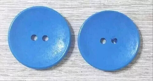 large wood blue buttons sewing 2 holes 1 1/8 inch 2pc set new | eBay