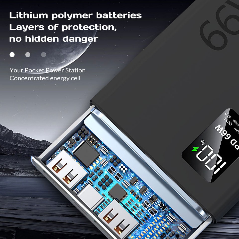 Super Power Bank 70000mAh Portable External Battery 120W Fast Charger ...