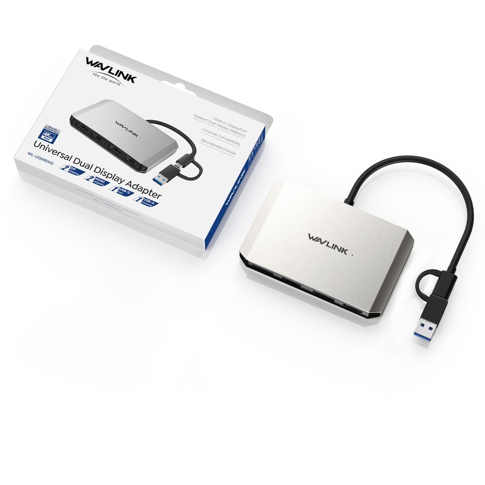 USB 3.0/USB C to DisplayPort and HDMI Adapter DisplayLink Dual 4K@60Hz ...