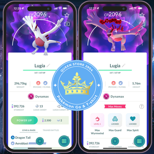 Pokémon PTC—TRADE GO— Shiny Dynamax Lugia — Moveset Aeroblast —Digital ...