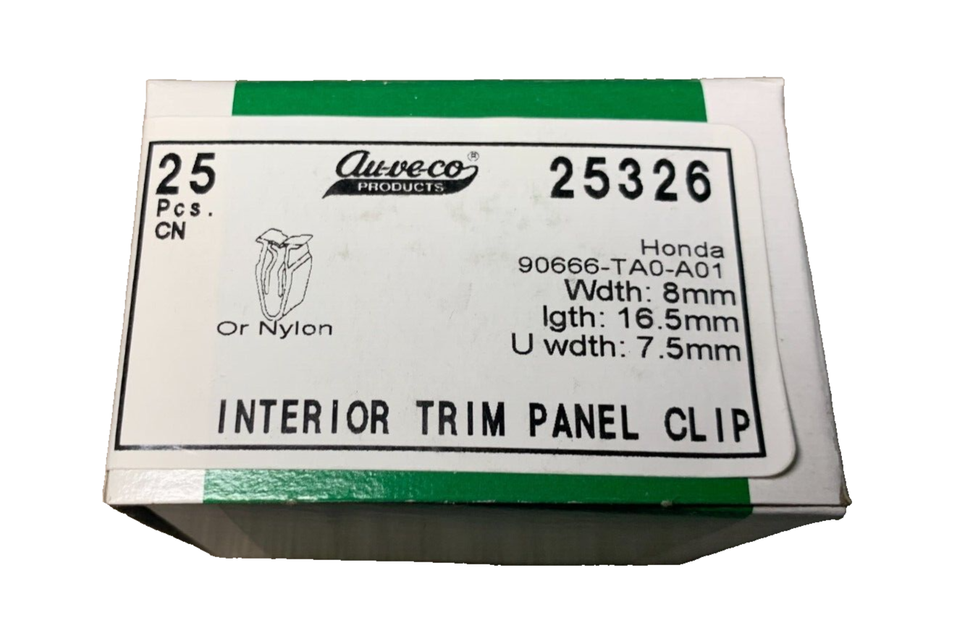 25 Auveco 25326 Door & Interior Trim Panel Clip 90666-TA0-A01 | eBay